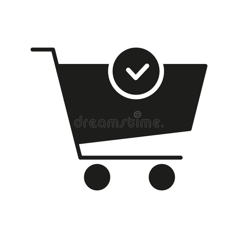 Shopping Cart with Check Mark Solid Icon. Successful Purchase, Order ...