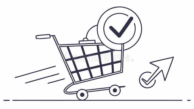 Shopping Cart with Checkmark and Arrow for Order and Checkout Icon ...