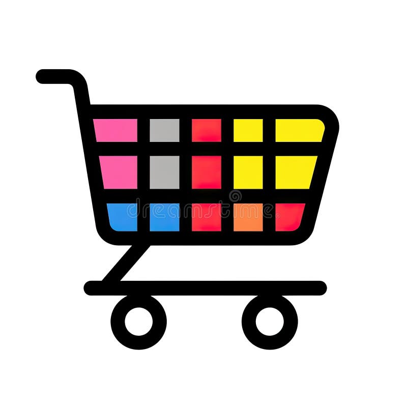 A Shopping Cart with a Colorful Design Stock Illustration ...