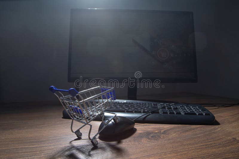 Shopping Cart with a Computer Keyboard. Online Shopping Stock Image ...