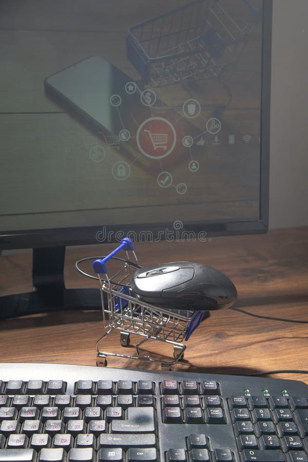 Shopping Cart with a Computer Keyboard. Online Shopping Stock Image ...
