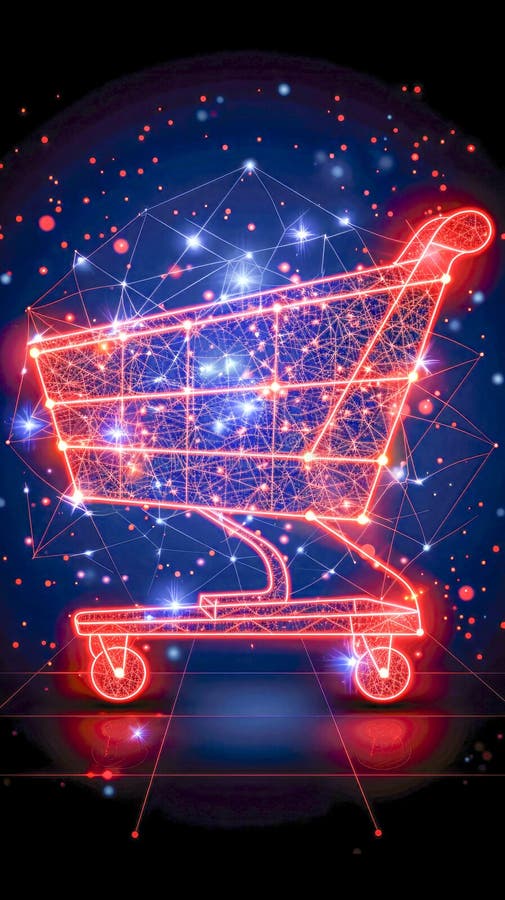 A Shopping Cart is on a Computer Screen, E-comerce Concept Stock Photo ...