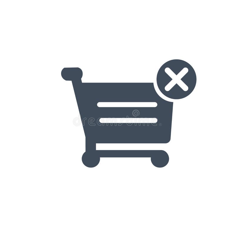 Shopping Cart with Cross Sign Vector Icon. Filled Flat Sign for Mobile ...