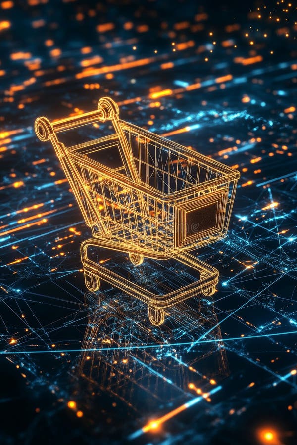 A Shopping Cart is Displayed on a Computer Screen Stock Illustration ...