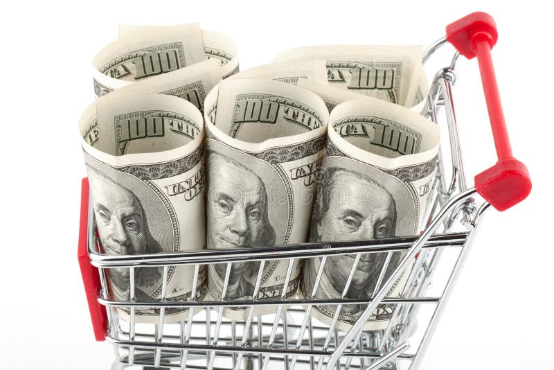 Grocery cart with cash stock photo. Image of store, money - 3289780