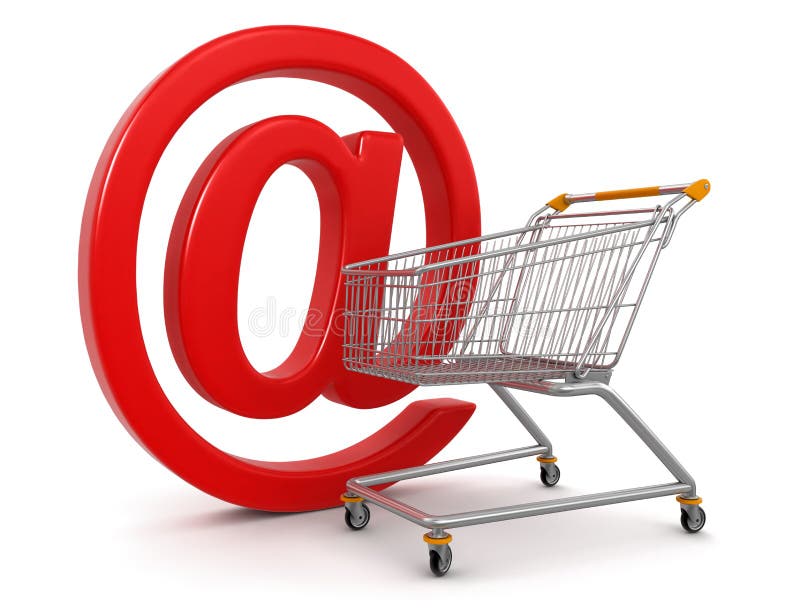 Shopping Cart with E-mail (clipping Path Included) Stock Illustration ...