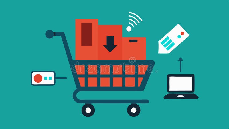 Shopping Cart with Electronics a Shopping Cart Filled with a Laptop and ...