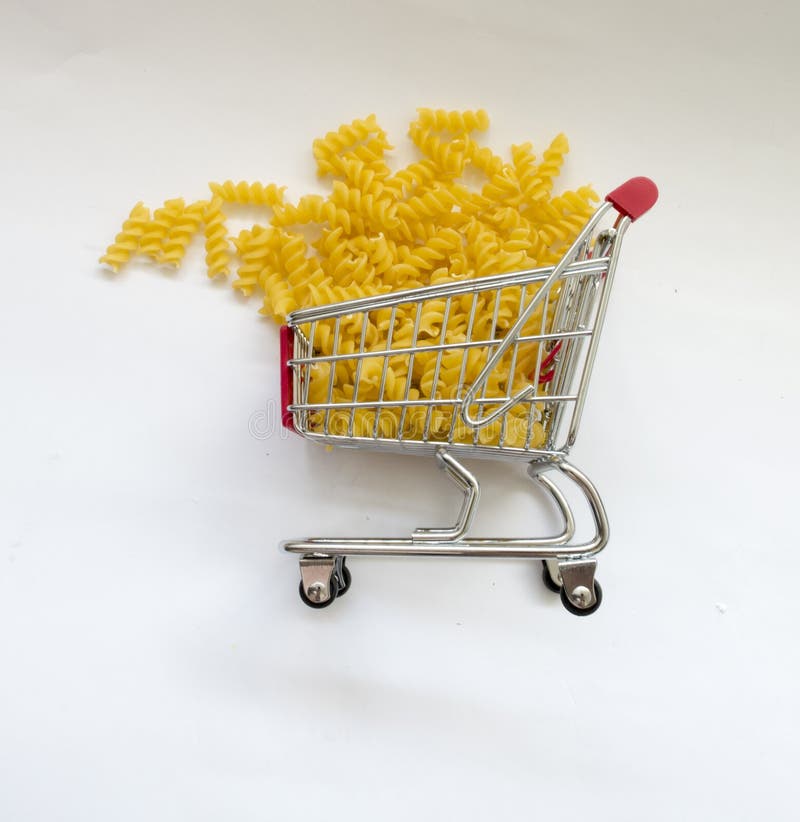 Shopping Cart Filled with Macaroni Pasta Stock Photo - Image of healthy ...
