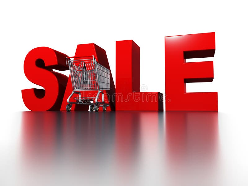 Shopping Cart in Front of Sale Sign Stock Illustration - Illustration ...