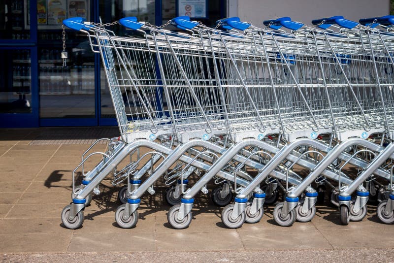 Shopping Cart in Front of a Supermarket Stock Image - Image of prices ...