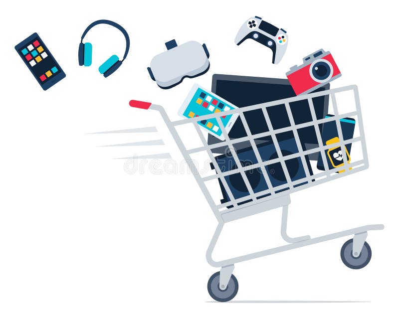 Shopping Cart Full of Electronics Stock Vector - Illustration of cart ...