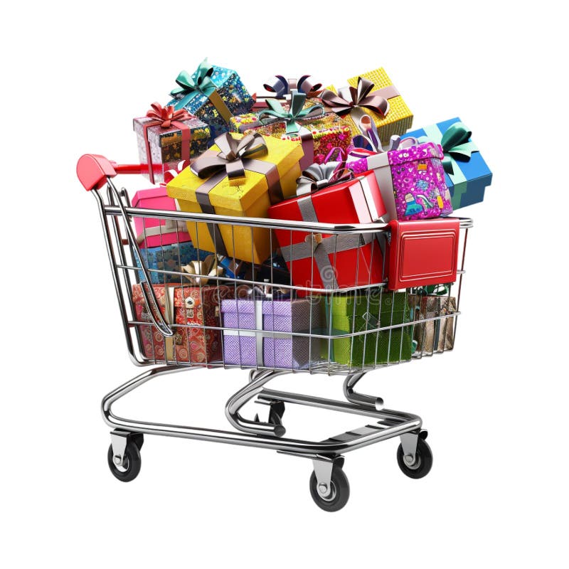 Shopping Cart Full of Items on Transparent Background - Ai Generated ...