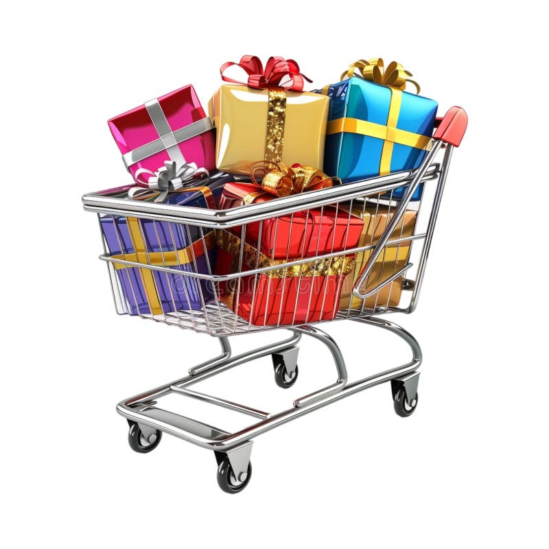 Shopping Cart Full of Items on Transparent Background - Ai Generated ...