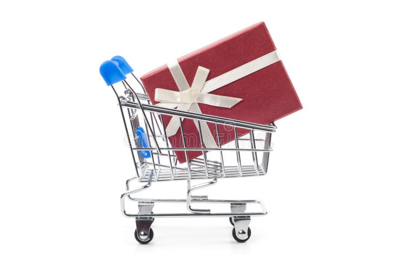 Shopping Cart and gift box stock image. Image of commerce - 26908775