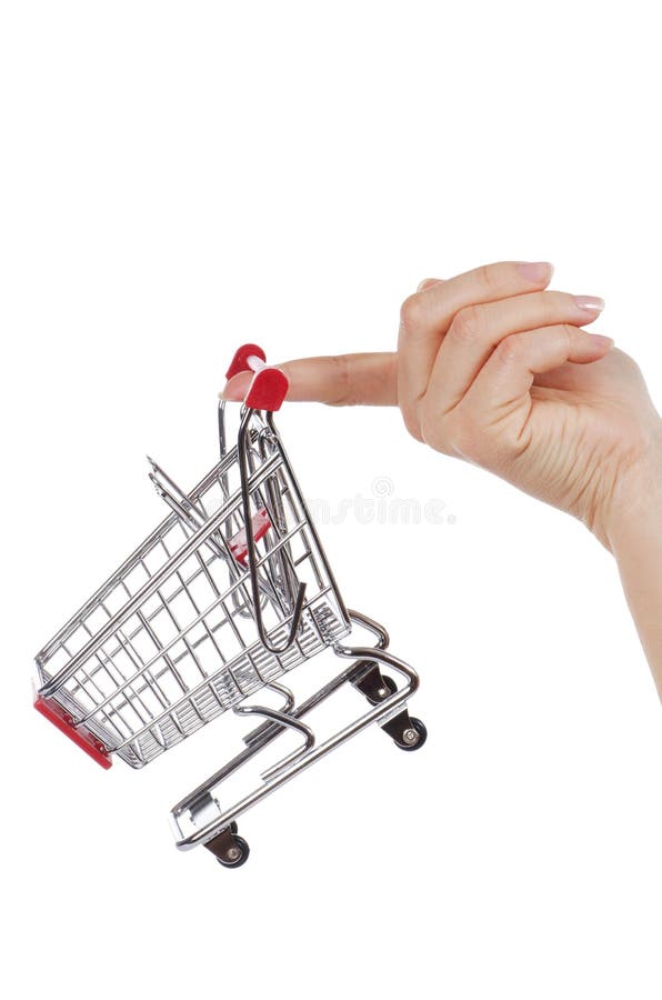 The shopping cart in hand stock image. Image of holding - 23990359