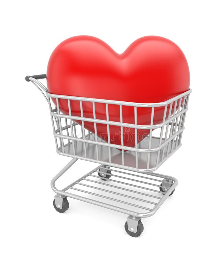 Shopping cart with heart stock illustration. Illustration of celebrate ...