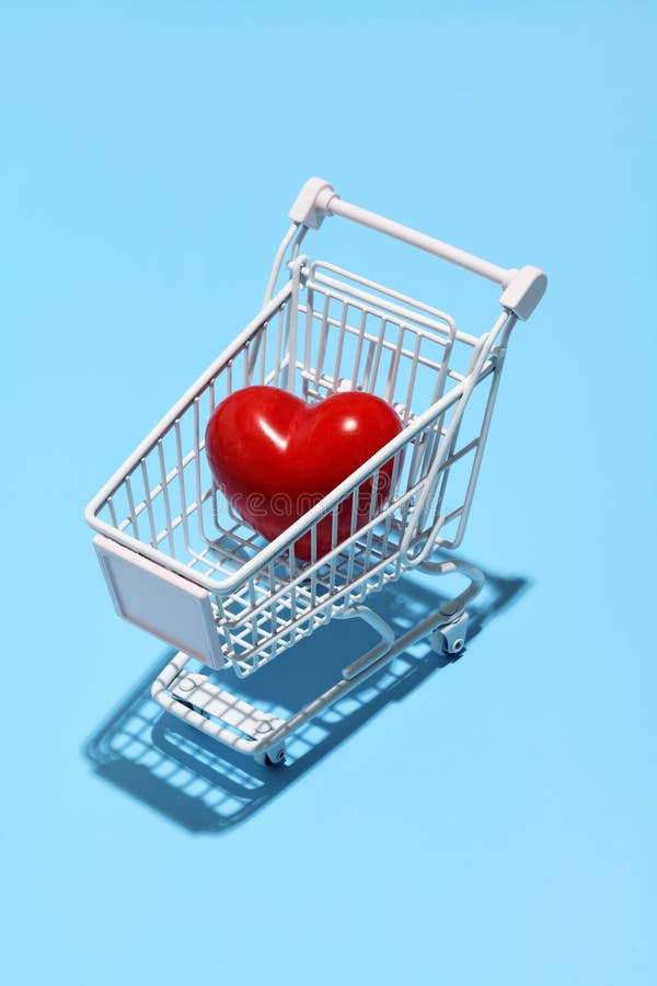 Shopping cart with heart stock photo. Image of minimal - 253093972