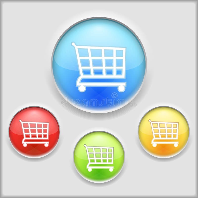 Shopping cart button stock illustration. Illustration of shiny - 3573990