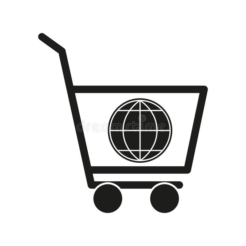 Shopping Cart Icon. Globe Symbol Inside. Global Commerce Vector. Online ...