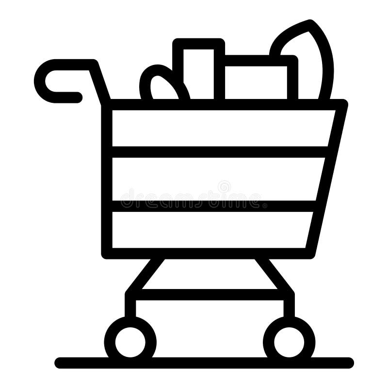 Shopping Cart Icon, Outline Style Stock Vector - Illustration of retail ...