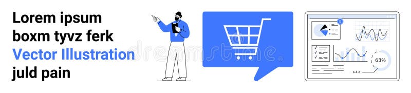 E-commerce Growth Concept with Shopping Cart Icon and Data Analytics ...