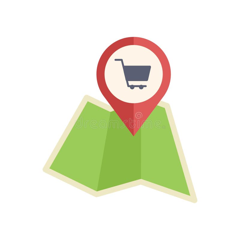 Shopping Cart Icon Pinpointing Location on Map Stock Illustration ...