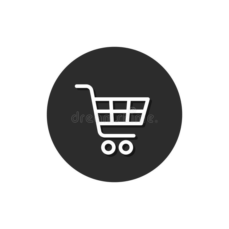 Shopping Cart Icon on Round Black Button, Vector Illustration Stock ...
