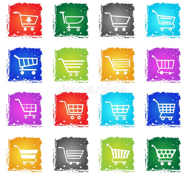 Shopping cart icon set stock vector. Illustration of supermarket - 88121498