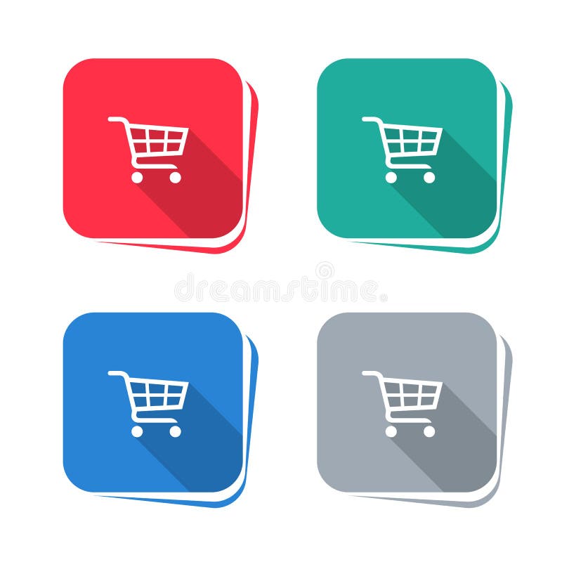 Shopping Cart Icon on Square Button Stock Vector - Illustration of ...
