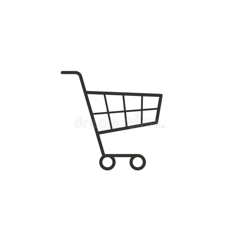 Shopping Cart Icon, Vector Isolated Simple Push Cart Symbol Stock ...