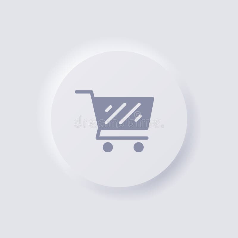 Shopping Cart Icon, White Neumorphism Soft UI Design. Stock Vector ...