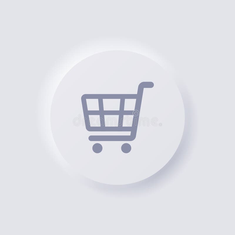 Shopping Cart Icon, White Neumorphism Soft UI Design. Stock Vector ...