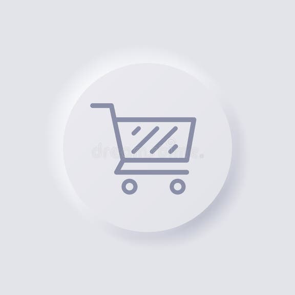 Shopping Cart Icon, White Neumorphism Soft UI Design. Stock Vector ...