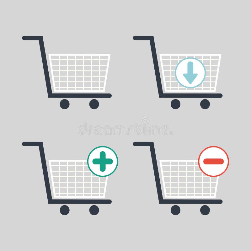 Gray Cart Icons and Bags for the Design of an Online Store. Stock ...