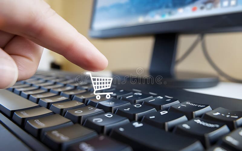 Shopping Cart Keyboard Key. Finge Stock Illustration - Illustration of ...