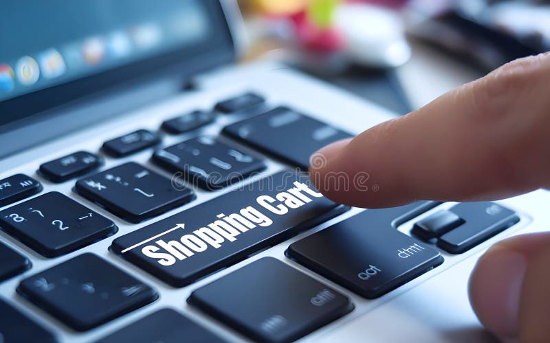 Shopping Cart Keyboard Key. Finger Stock Illustration - Illustration of ...