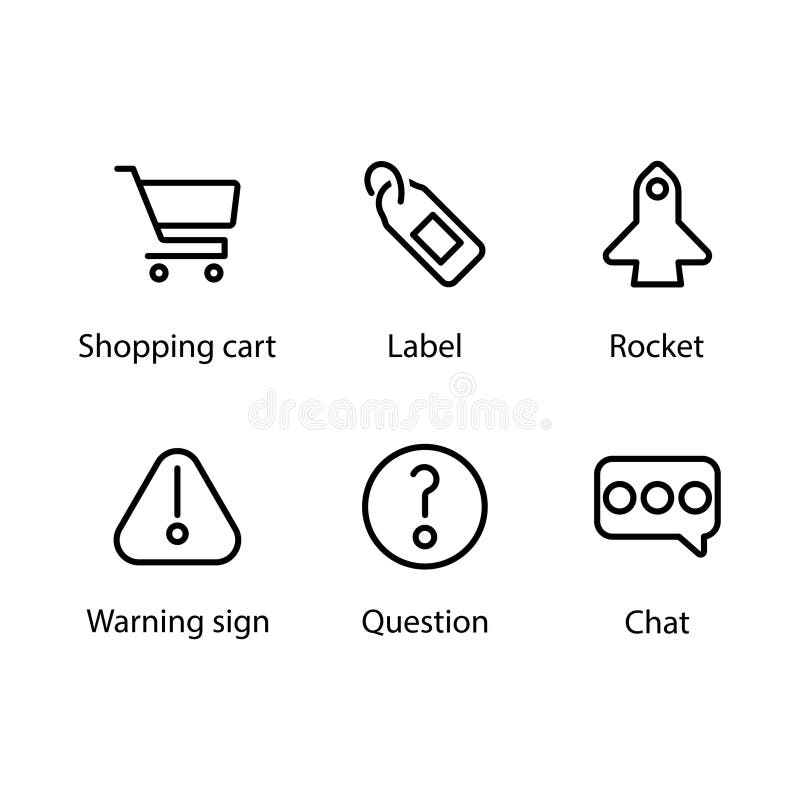 Shopping Cart, Label, Rocket, Warning Sign, Question, Chat, Icon Stock ...