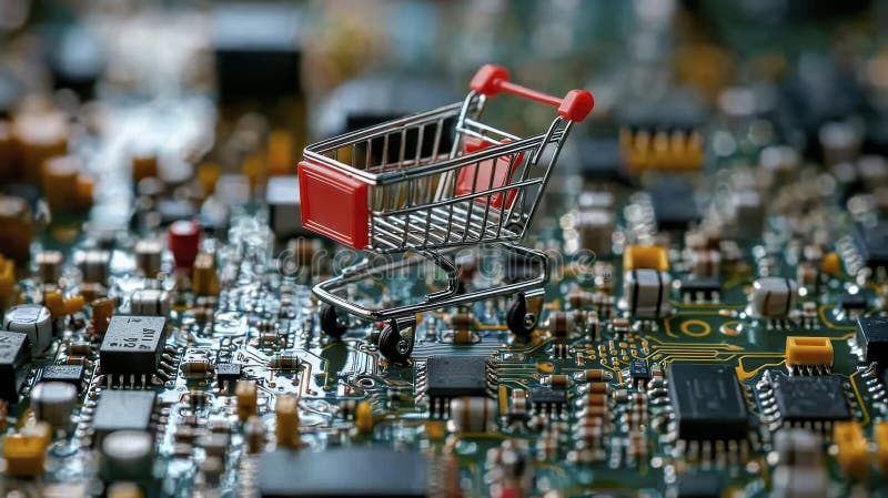 The Shopping Cart is Located on an Electronic Circuit Board. the ...