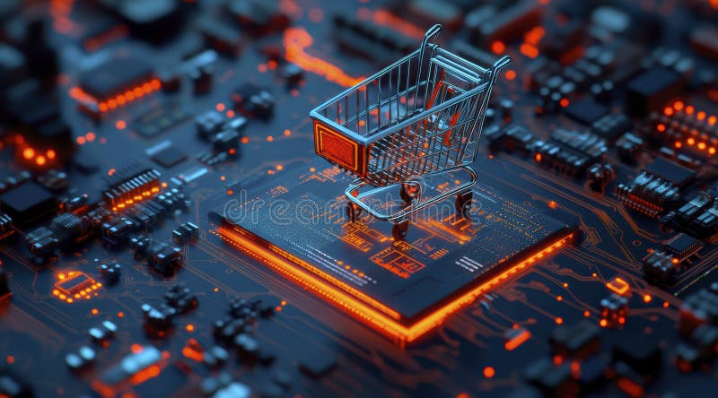 The Shopping Cart is Located on an Electronic Circuit Board. the ...