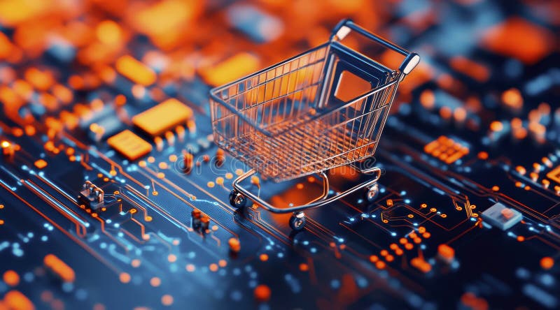 The Shopping Cart is Located on an Electronic Circuit Board. the ...