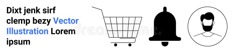 Shopping Cart, Notification Bell, and User Profile Icon for E-Commerce ...