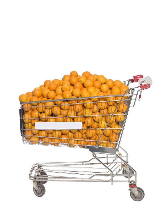 Shopping cart with oranges stock photo. Image of lush - 9444622