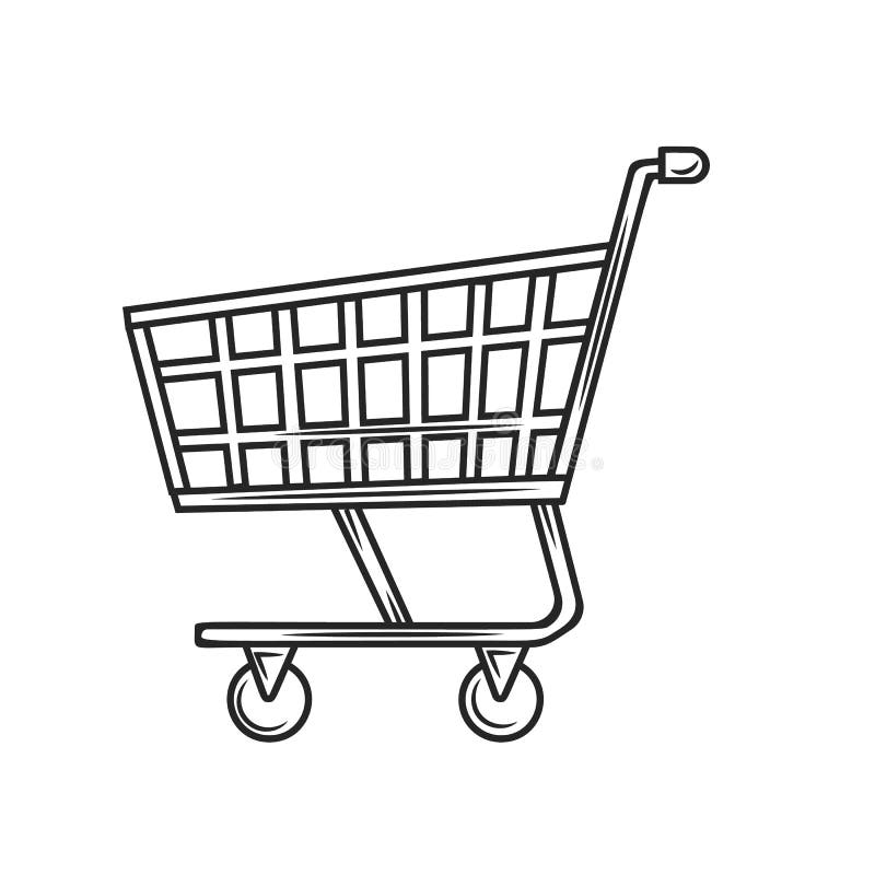 Shopping cart outline stock illustration. Illustration of eshop - 141910312