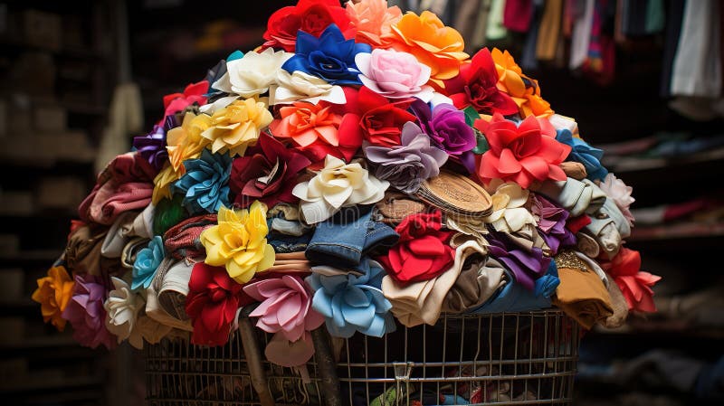 A Shopping Cart Overflowing with Shopping Items Stock Illustration ...