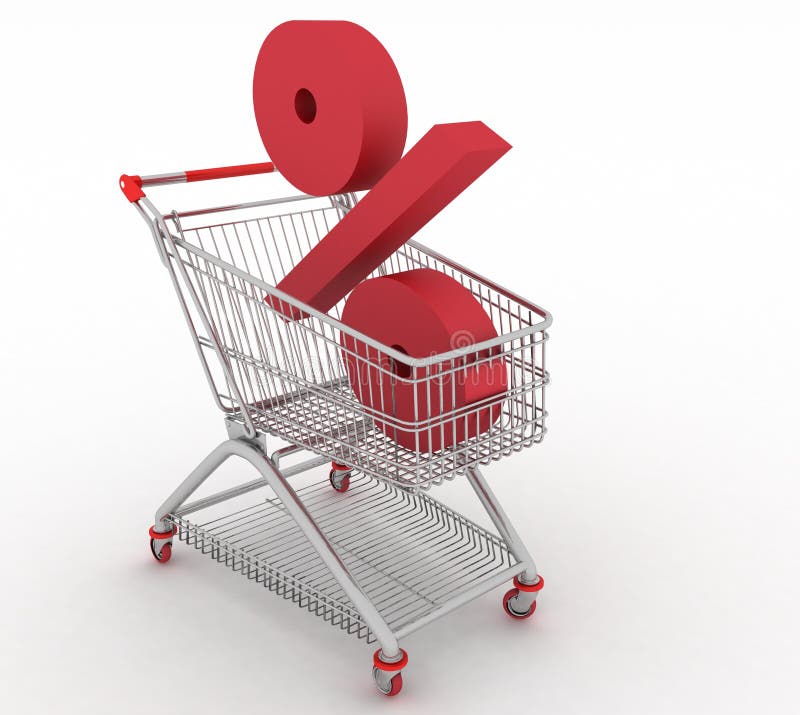 Shopping Cart with of Percentage Stock Illustration - Illustration of ...