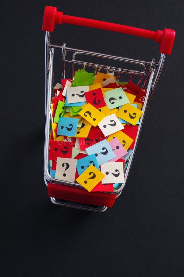 Shopping Cart with Question Marks Stock Image - Image of question ...