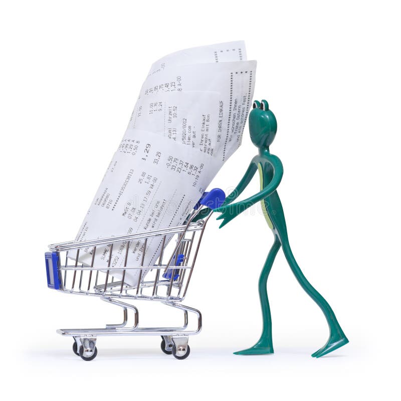Shopping Cart with Receipts and Frog Stock Image - Image of credit ...