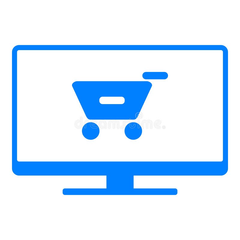 Shopping cart and screen stock vector. Illustration of desktop - 175515073