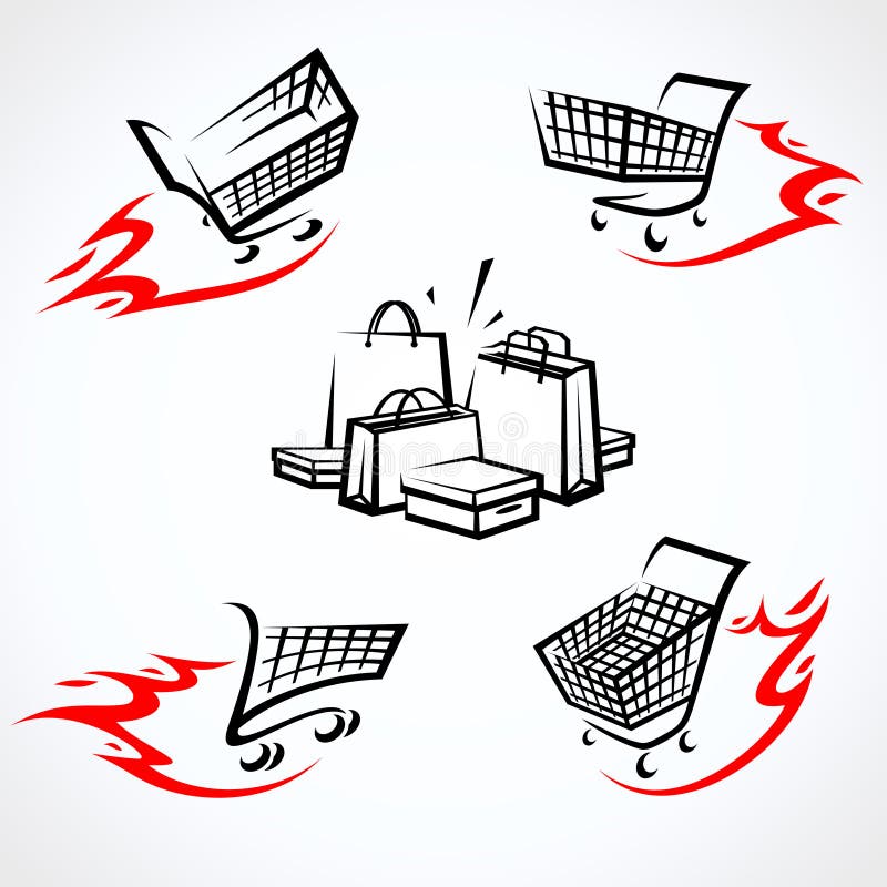 Shopping Cart Set. Isolated Shopping Cart Icons Stock Vector ... Shopping Cart Set. Isolated Shopping Cart Icons Stock Vector ...