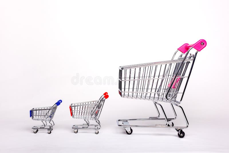 Shopping Cart Side View Isolated on White Stock Photo - Image of market ...